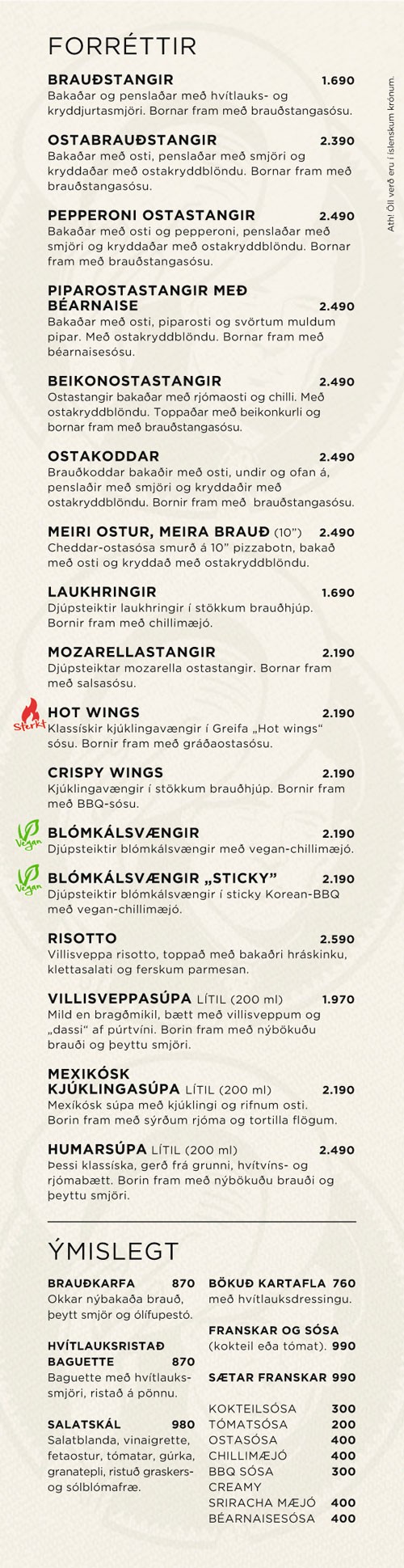 Matseðill Greifans | Greifinn